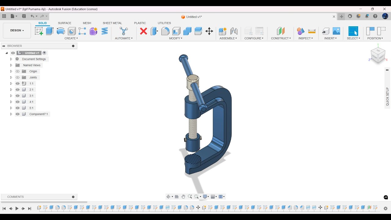 Autodesk Fusion 360 | Assembly Cara Membuat Clamp Penjepit Besi | 4K ...