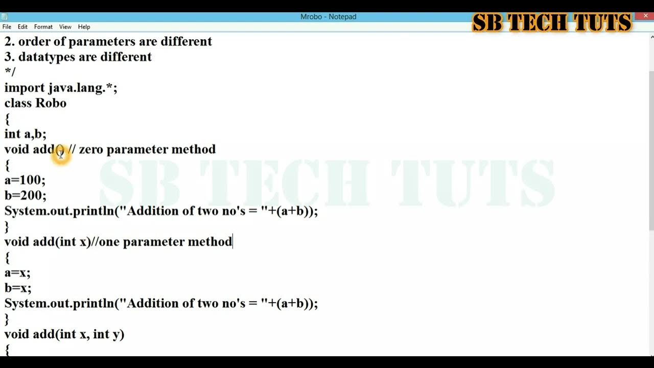 Method Overloading In Java Practical Explanation Java Programming Telugu Youtube