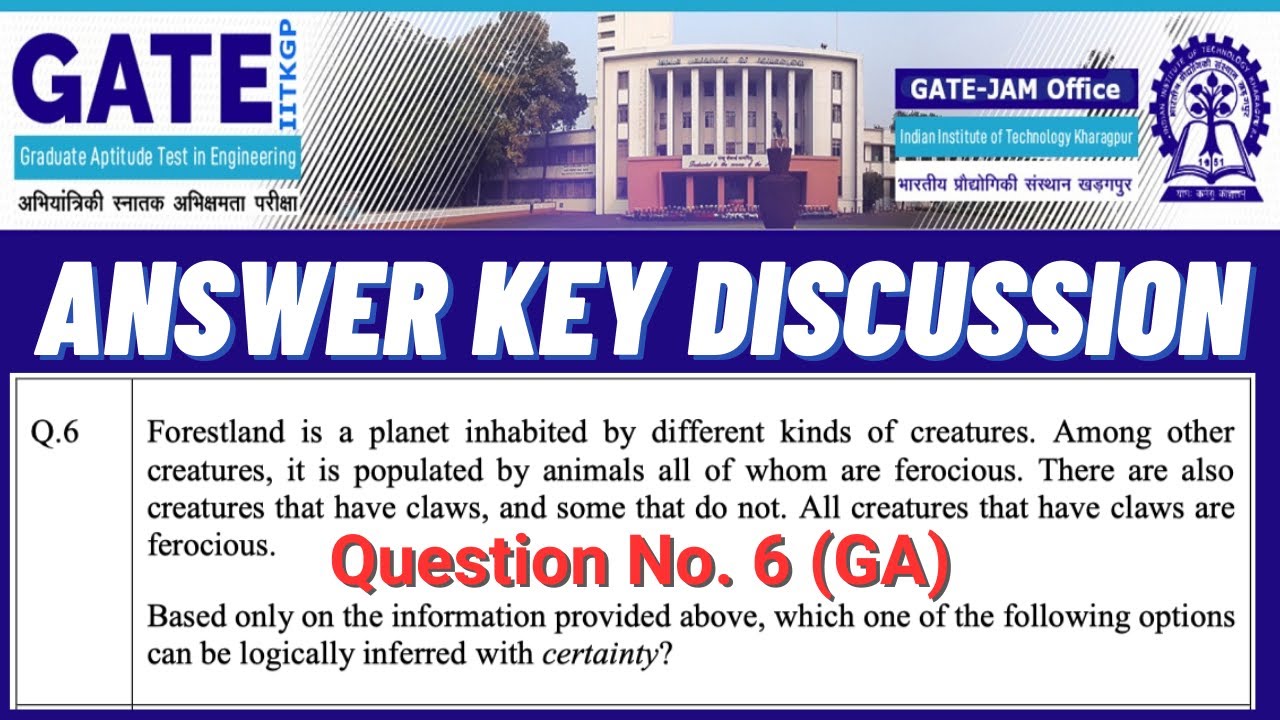 GATE Answer Key Discussion: Ques No. 6 (General Aptitude) | Challenge ...