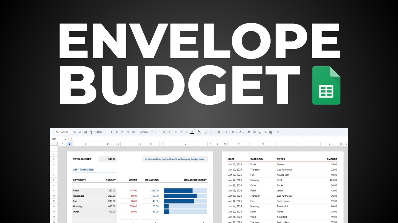 How to Build an Envelope Budget in Google Sheets - YouTube