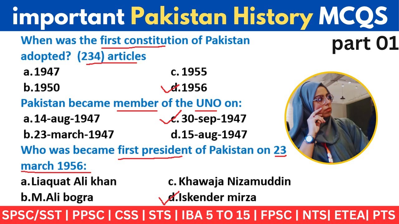 30 important Pakistan Studies Mcqs| history of Pakistan | STS NTS PPSC ...
