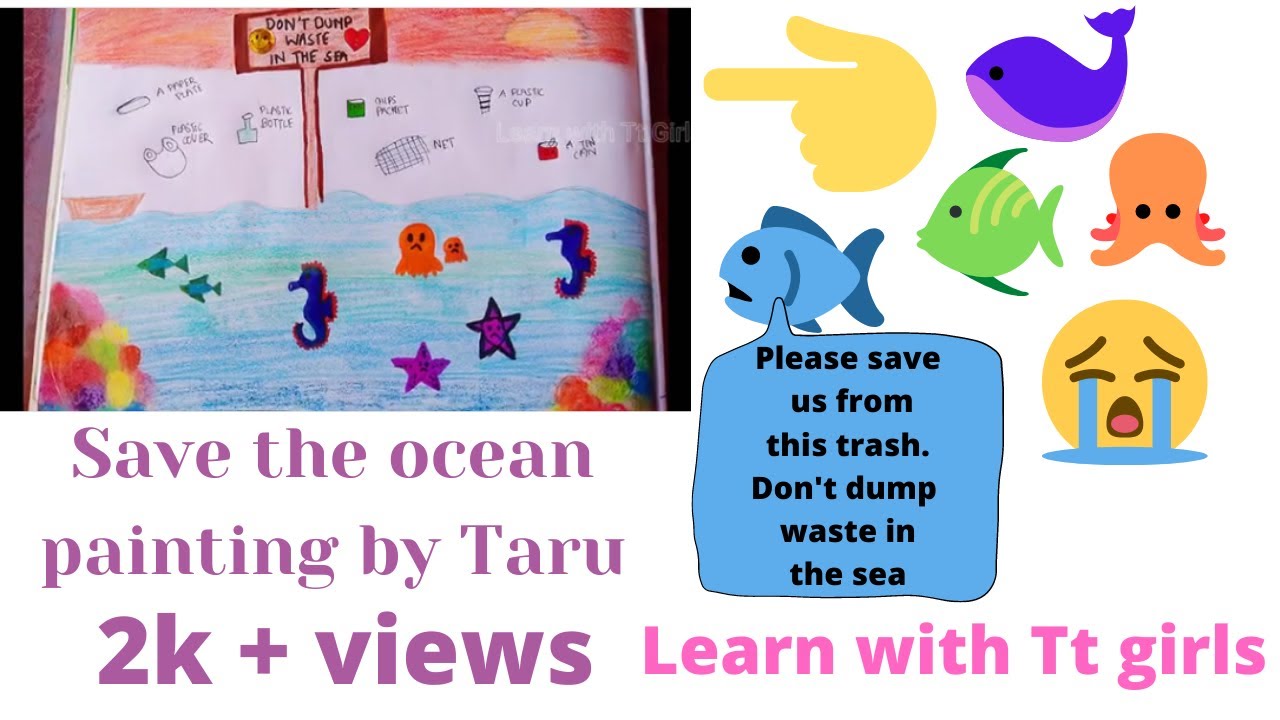 Save the ocean drawing / Avoid plastic pollution / Don't dump waste in ...