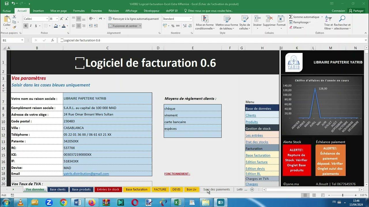 Composants du programme Excel automatique pour la facturation : - YouTube