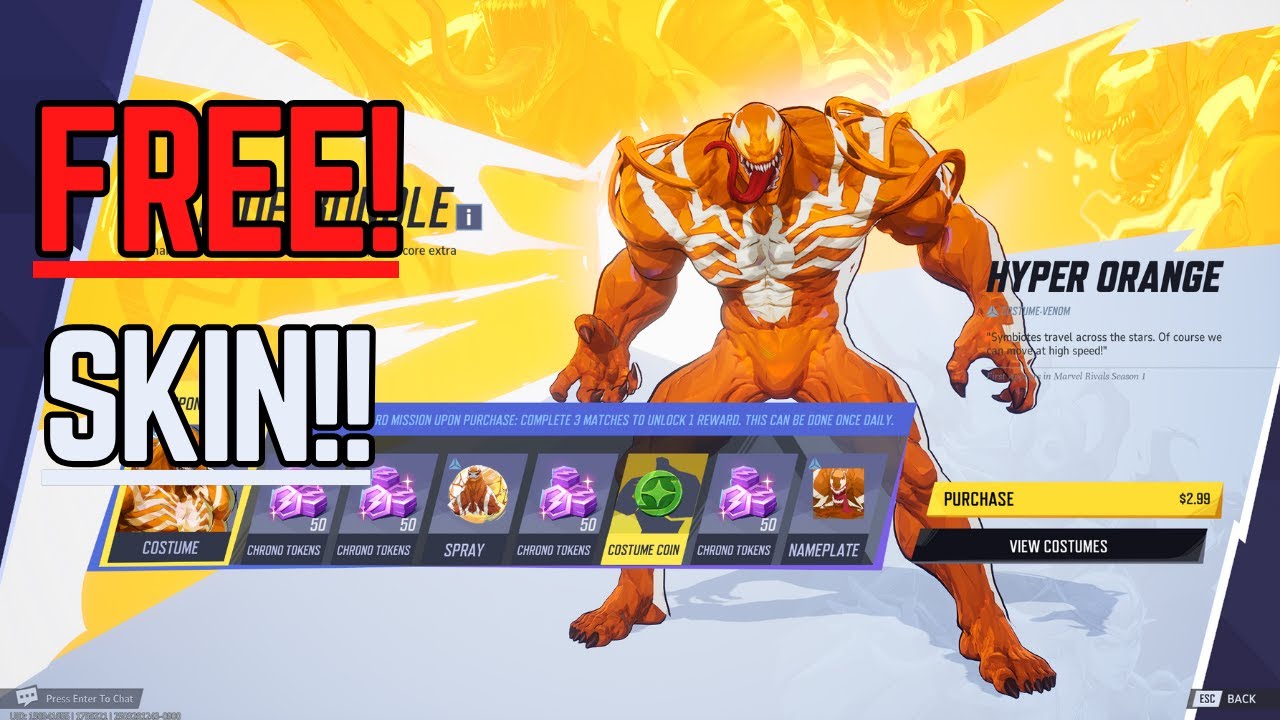 How To Get The New Hyper Orange Venom Skin For Free | Marvel Rivals ...