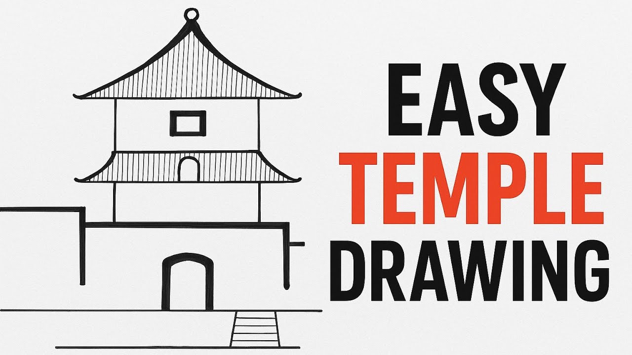 Easy Japanese Temple Drawing || Japanese Temple Landscape || Drawing ...