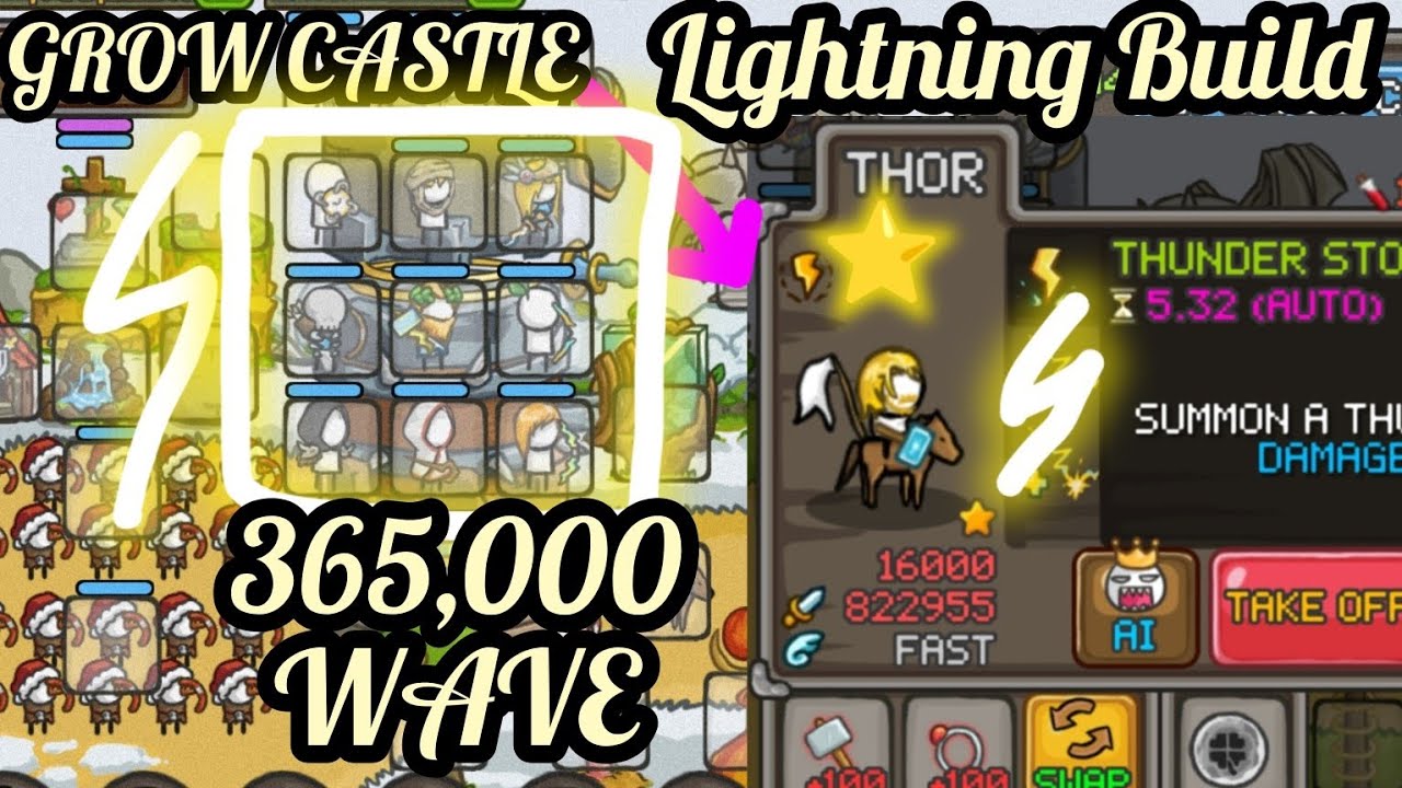 GROW CASTLE 365,000 WAVE +3 JUMP ⚡ THOR ⚡ LEVEL 16,000 SKILLTREE AND ...