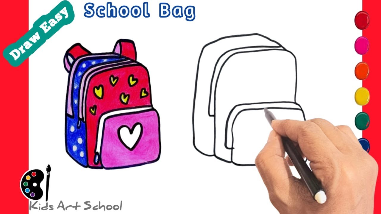 Easy School Bag Drawing Step by |How to Draw Cute Backpack |School Bag ...