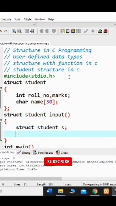 92 Structure With Function In C Programming C Struct C Programming Shorts Structure Youtube