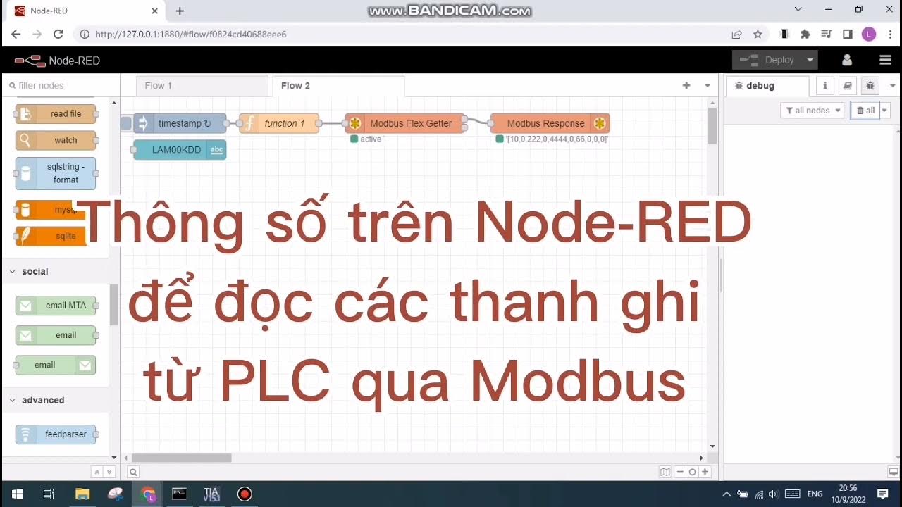 PLC S7 1200 kết nối Node-RED qua Modbus TCP - YouTube