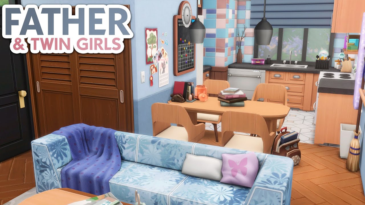 Single Dad & Twin Daughters Apartment // The Sims 4 Speed Build ...