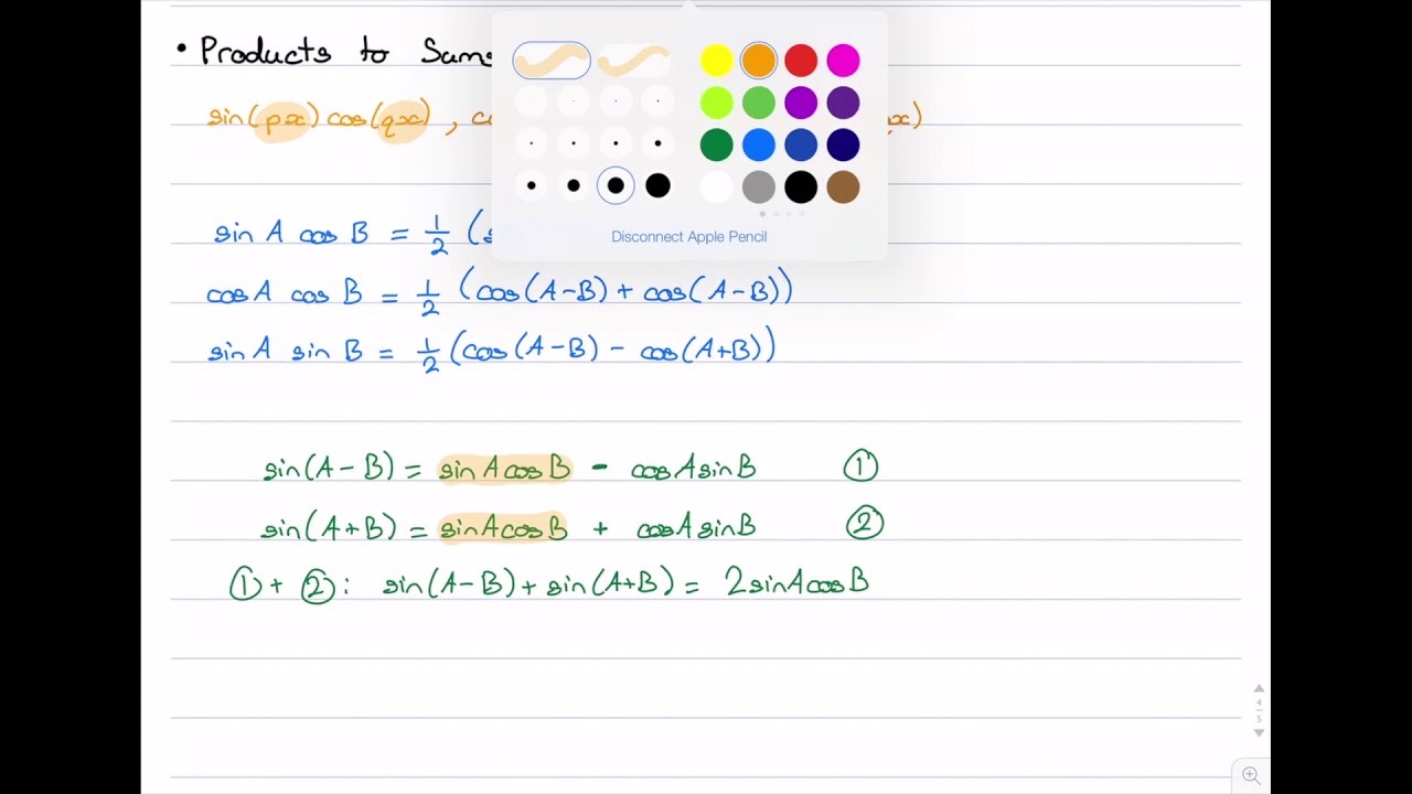 Ext2 Integration: Trig – Products to Sums (sine & cosine) - YouTube