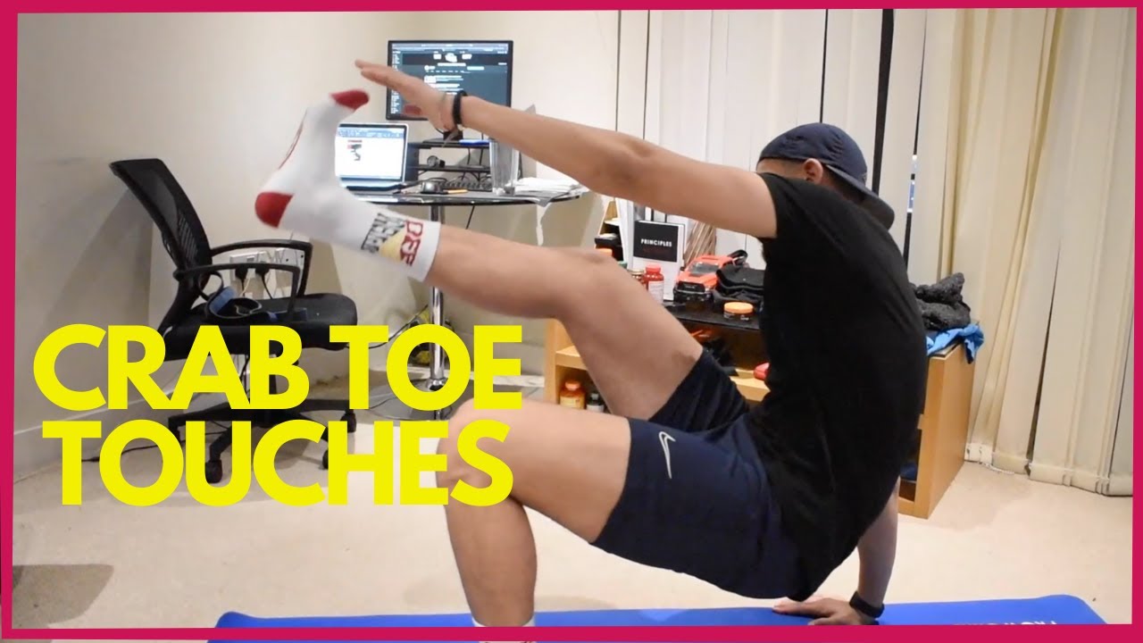CRAB TOE TOUCHES | RESISTANCE BAND HOME WORKOUT | HOW TO DO CRAB TOE ...