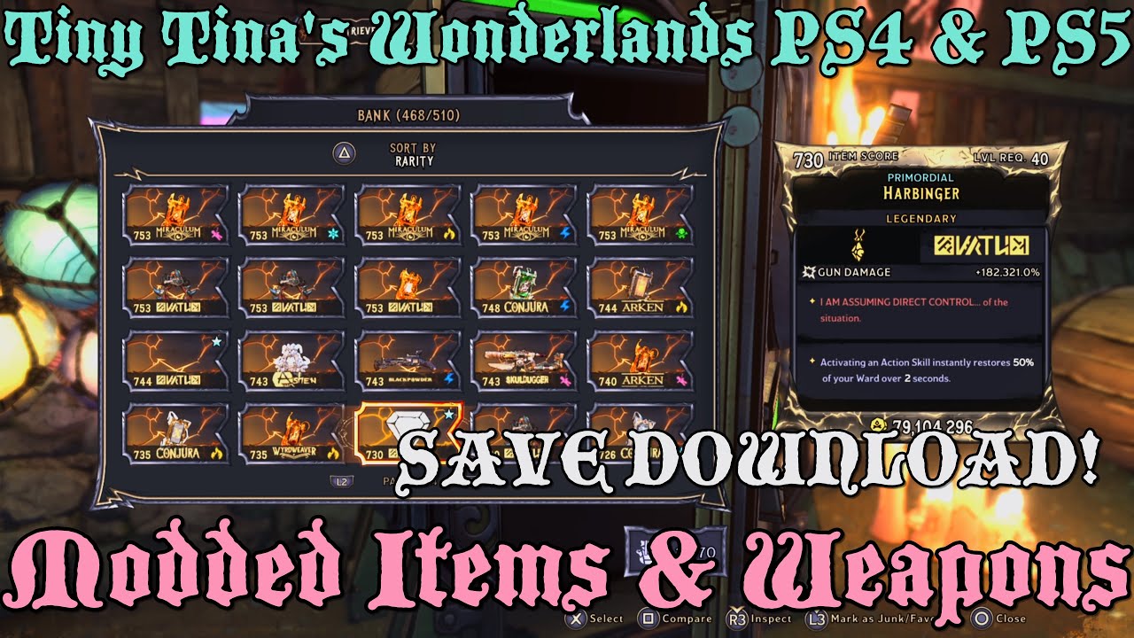 [US] Tiny Tina's Wonderlands PS4 & PS5: 477+ Modded Weapons and Items ...
