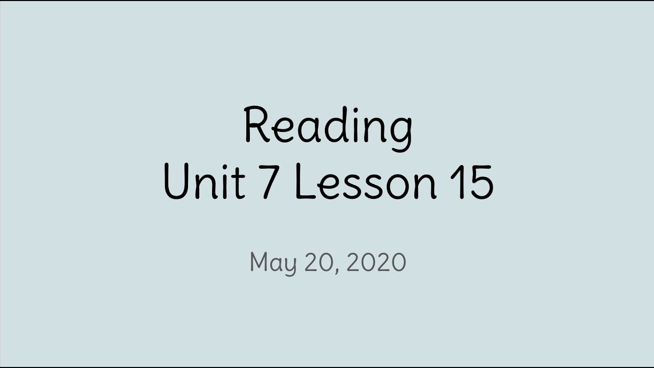 Reading Lesson 5/20/20 - YouTube
