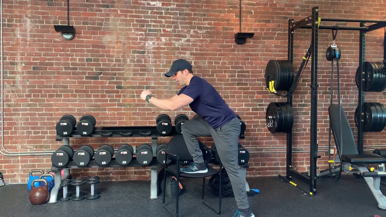 Single Leg Squat Off Chair - YouTube
