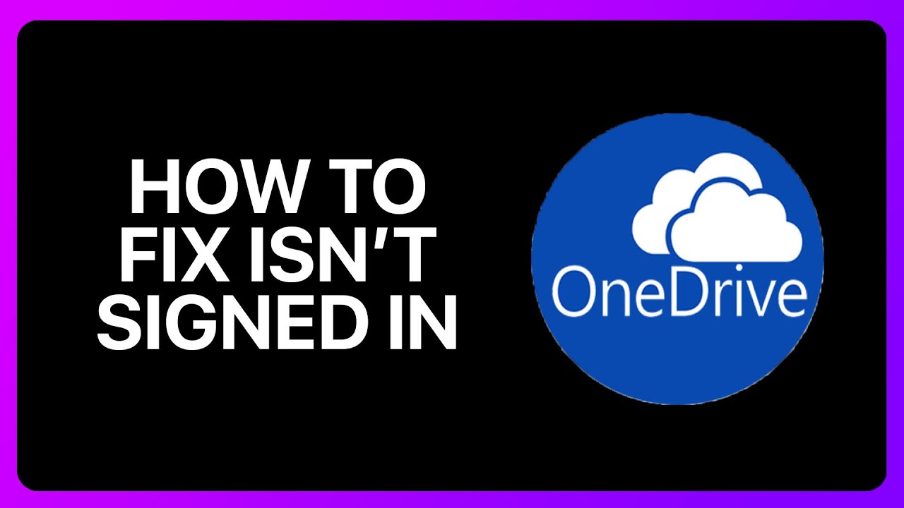 How To Fix OneDrive Isn't Signed In Tutorial - YouTube