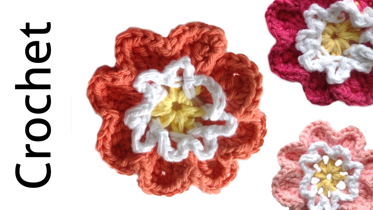 Cute Flower Free Easy Crochet Pattern & Lesson - Left Handed - YouTube