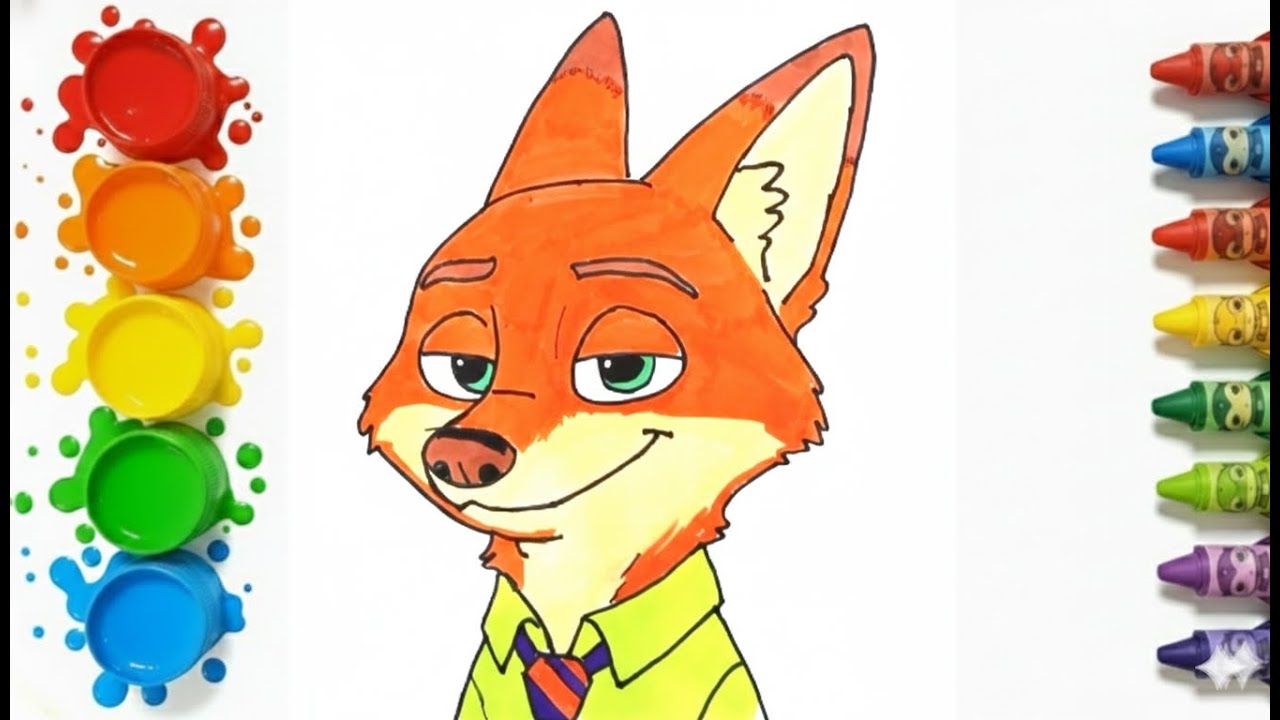 How to Draw Nick Wilde | Step by Step Zootopia Character Drawing | Nick ...