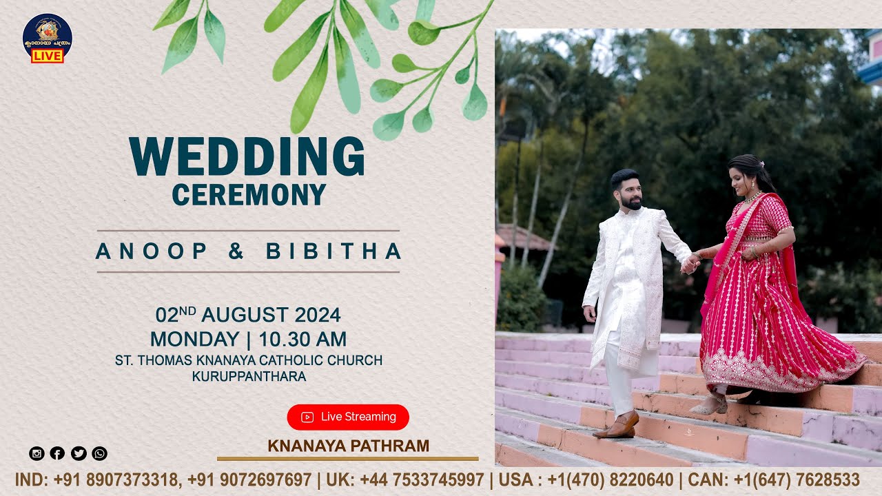 ANOOP & BIBITHA WEDDING CEREMONY LIVE | KURUPPANTHARA | 02.09.2024 ...
