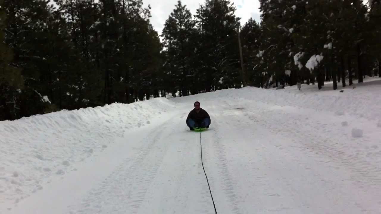 Sledding Behind The Car [Part 2/2] - YouTube