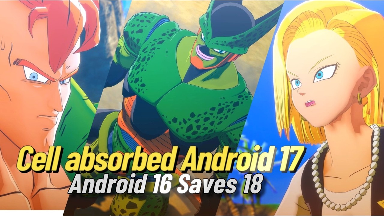 Cell Absorbs Android 17 | Android 16 Enters the Battle | Cell Saga ...
