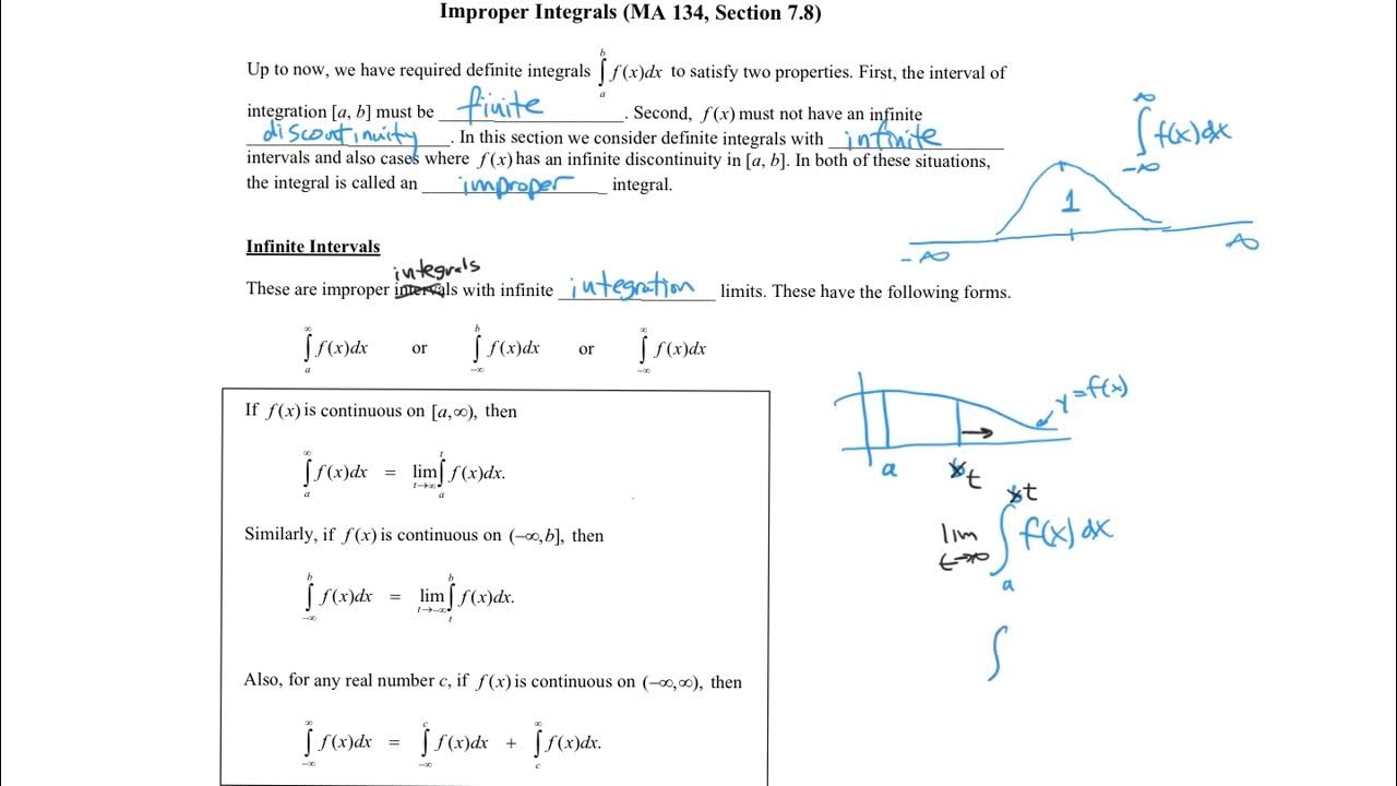 Calculus II sect 7.8 - Improper Integrals - YouTube