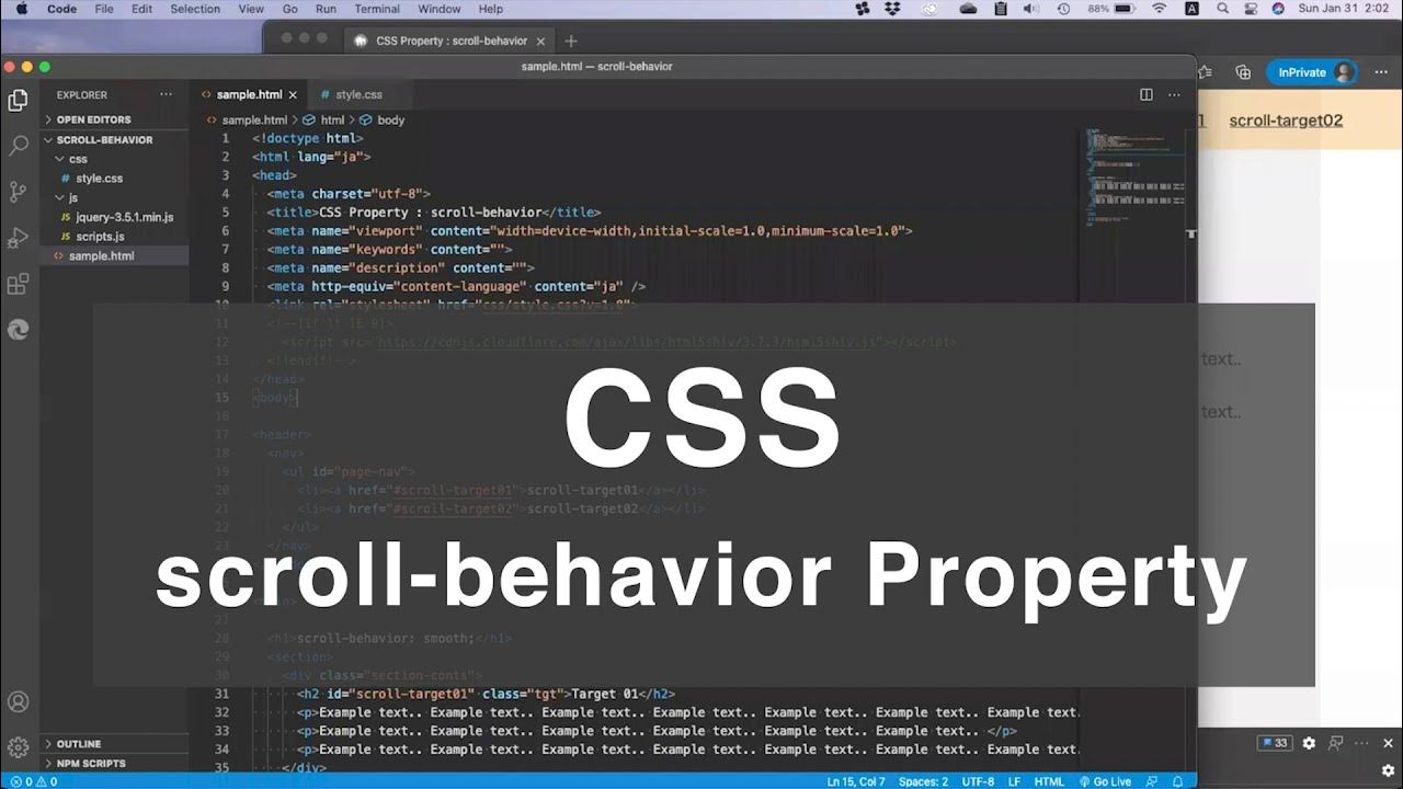 CSS Property : scroll-behavior - YouTube