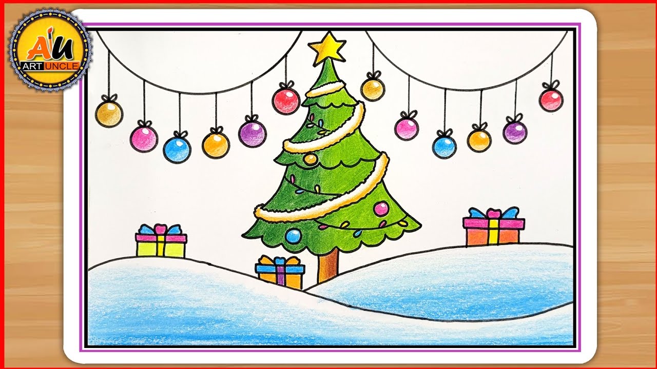 Christmas Drawing | Christmas Tree Drawing| Merry Christmas Drawing ...