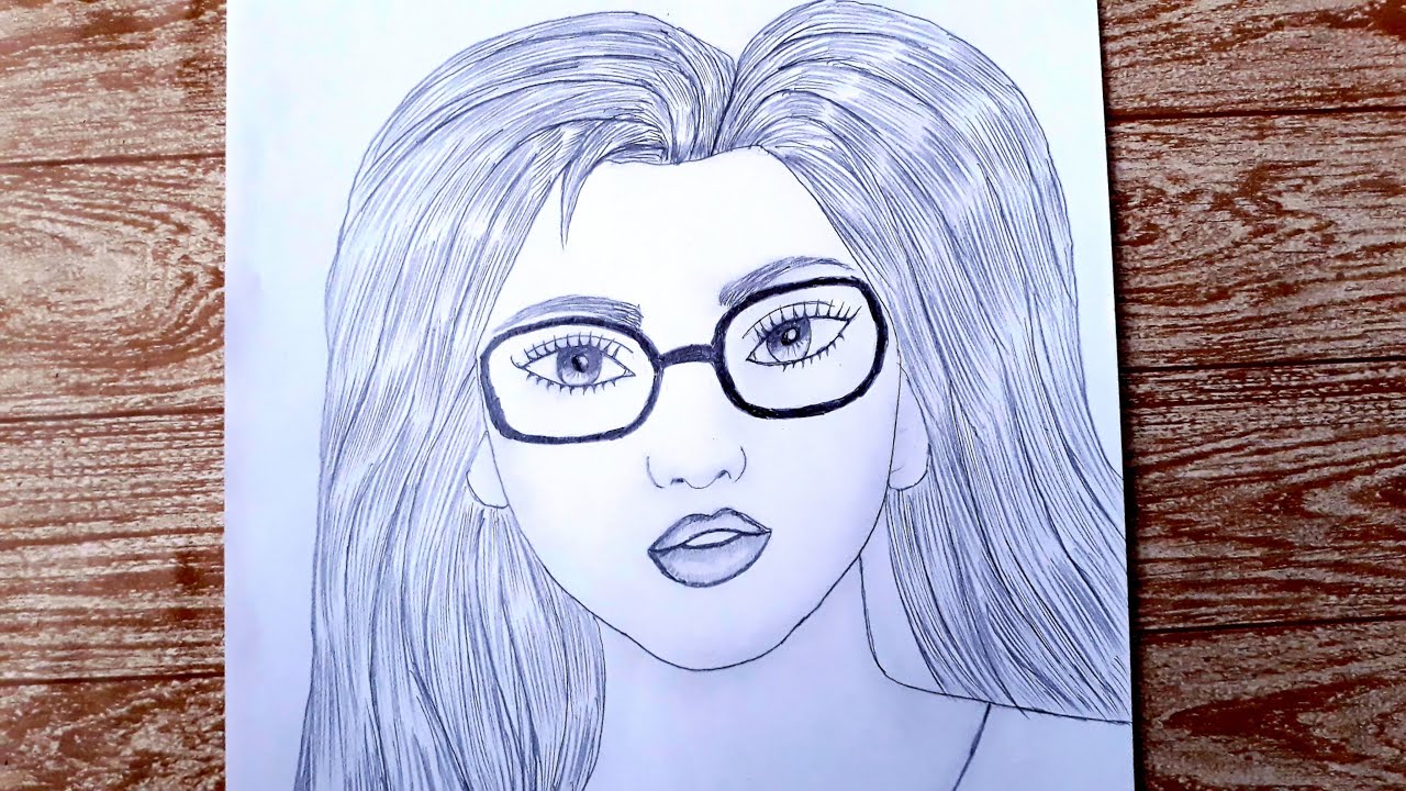 how to draw a girl with glasses step by step /BAS drawing academy - YouTube