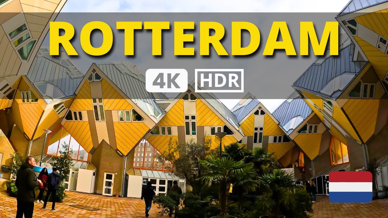 👏🏼 ROTTERDAM NETHERLANDS Walking Tour 4k UHD (Cube Houses, Market Hall ...