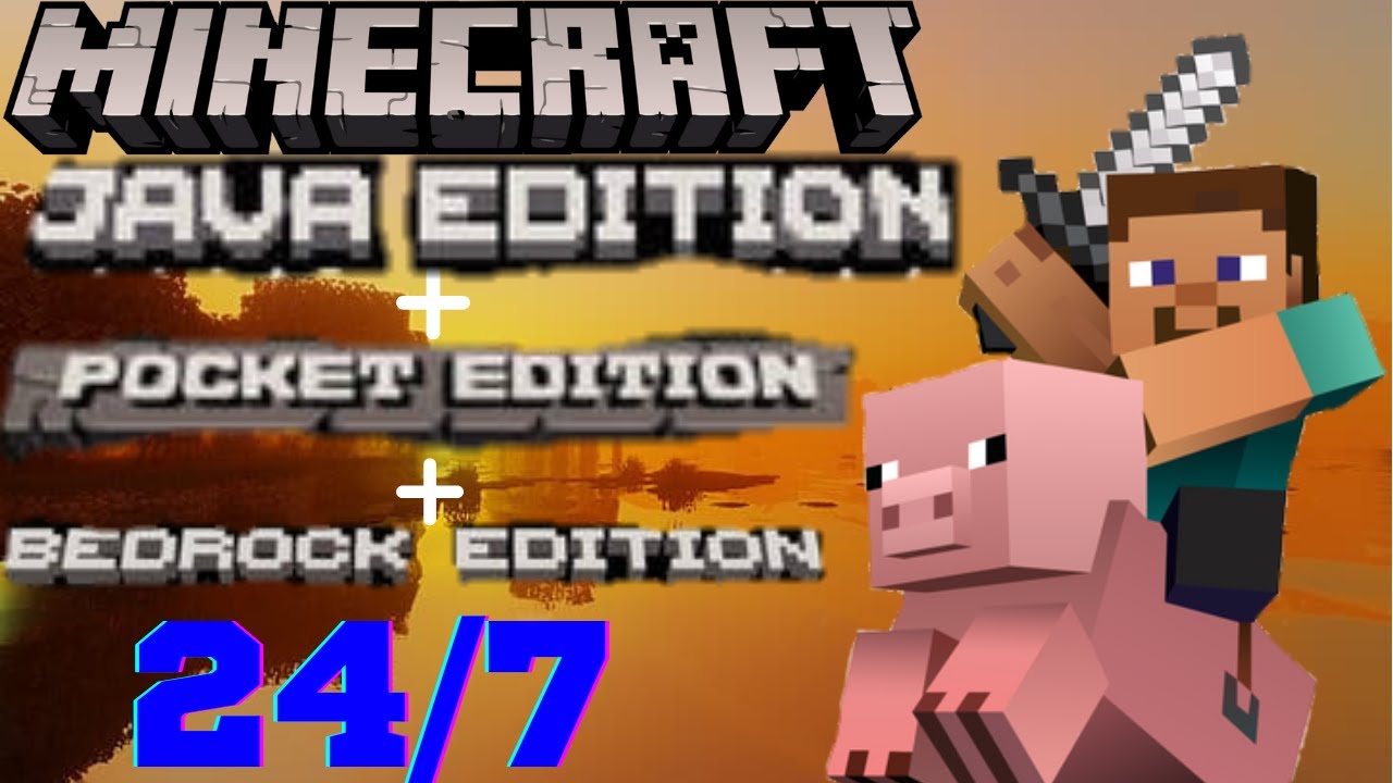 🔴Minecraft Live🔴 public smp [java + pocket editon + bedrock edition] 24 ...