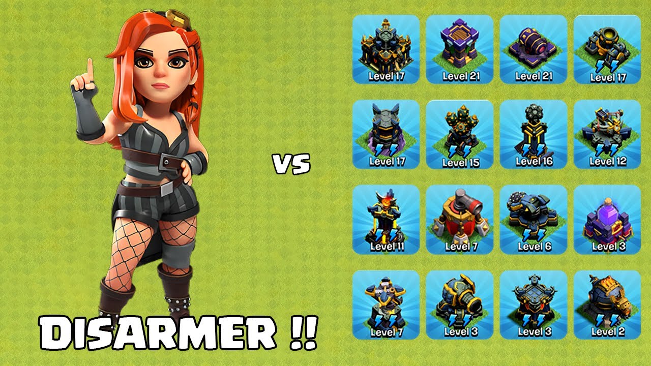 Disarmer Vs Every Defense : Who Can Defeat Her ? || Clash of Clans ...