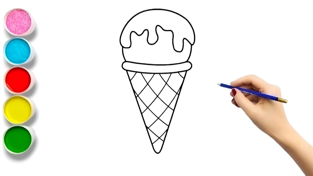 Beautiful Ice Cream Drawing Coloring & Painting For Kids & Toddlers ...