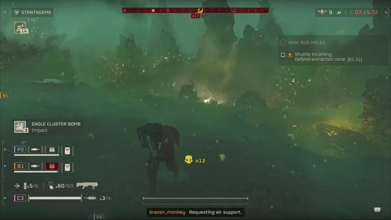 Helldivers 2 - Eagle Cluster Bomb vs Terminids - YouTube