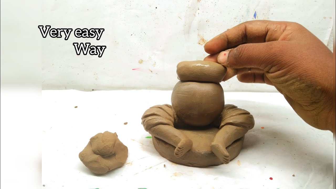 Handmade clay ganesha || Ecofriendly ganesha idol making at hom 🙏 - YouTube