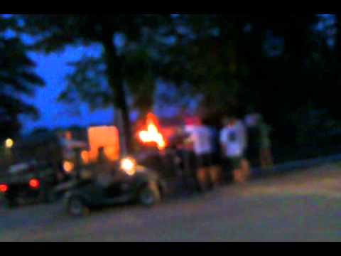 Golf cart on fire @ Bonnaroo - YouTube