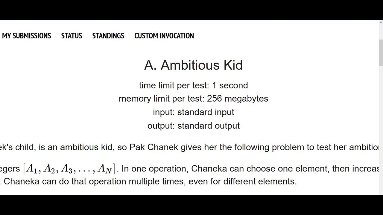 A. Ambitious Kid || ICPC mirror contest || Programming With Sakib ...
