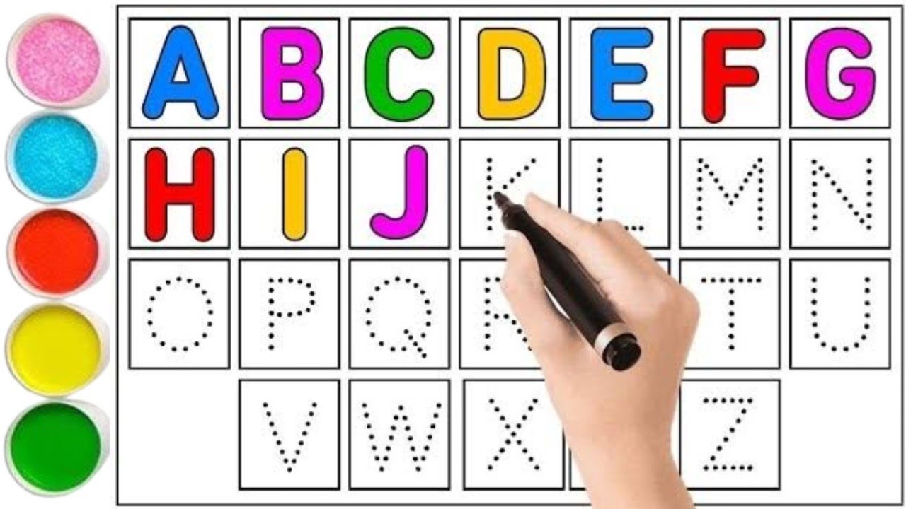 ABCD Alphabets.Kids drawing and alphabets learning.Counting numbers and ...