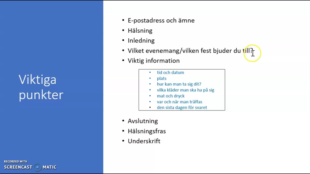 Ett informellt mejl - inbjudan - YouTube