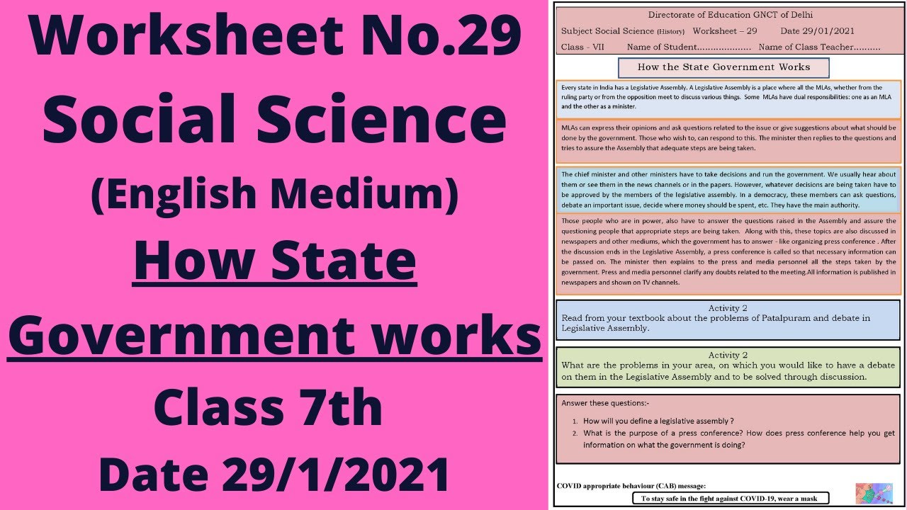 Worksheet 29 sst class 7(29/1/2021)English Medium/worksheet 29 sst ...