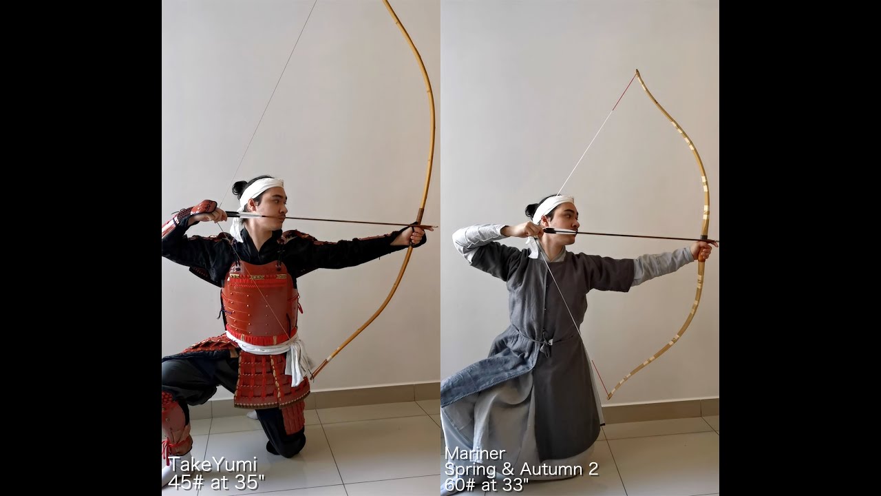 Japanese & Chinese Archery using All Natural Bamboo bows in armour ...
