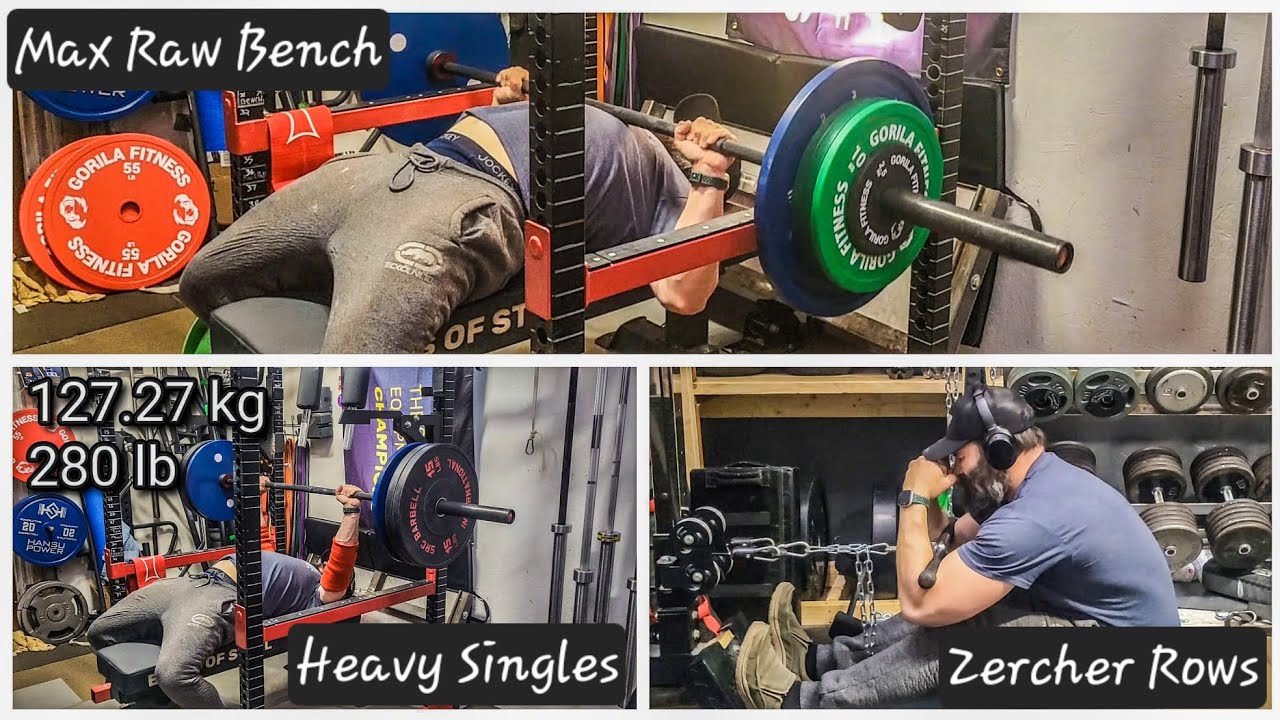 Max Raw Bench Attempt, Heavy Singles and Upper Back Accessories. # ...