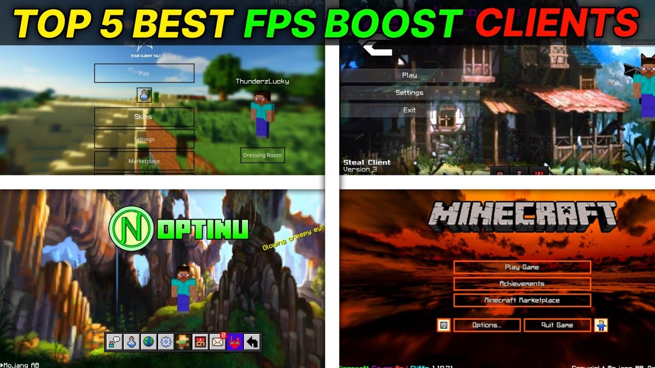 Top 5 FPS Boost Client for MCPE 1.20+ | No Lag Clients for Minecraft pe ...