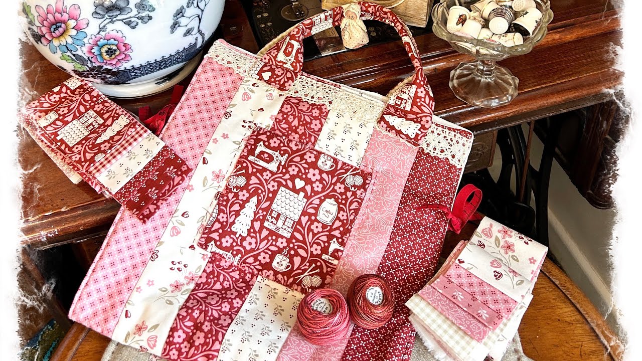 Easy jelly roll strip sewing satchel - YouTube