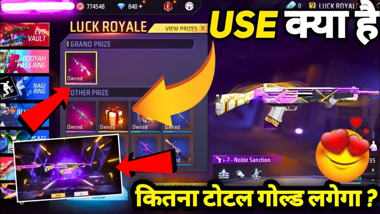 NOBLE SANCTION MAG7 GUN SKIN KITNA GOLD LAGEGA GOLDEN VOW BOX USE KYA ...