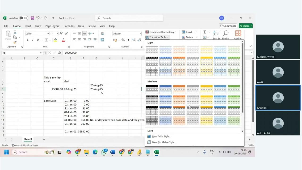 Data Analytics Course Batch Excel Training : Session 1 - YouTube