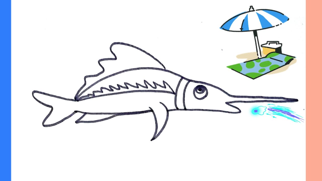 Very Cute A Sword Fish Drawing - learn how to draw ? Beginner Artist ...
