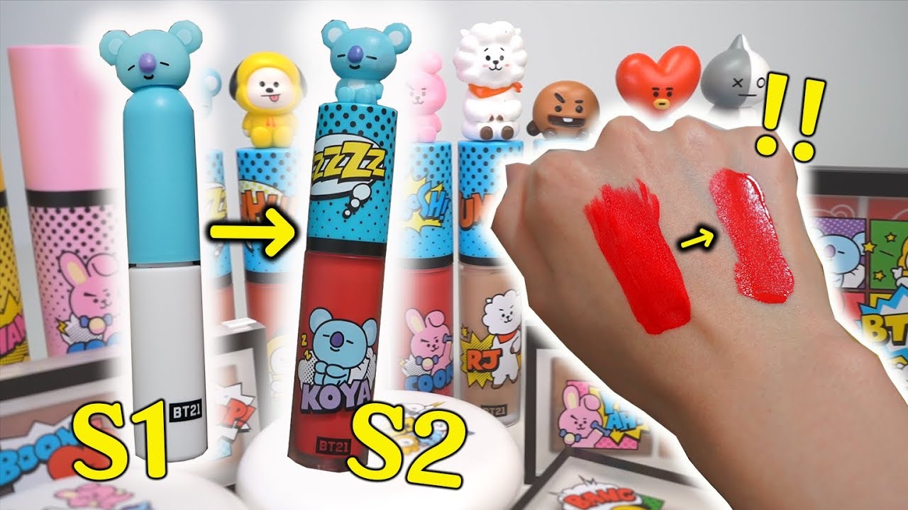 BT21 화장품 시즌2, 얼굴에 발라보고 느낀 솔직후기 Honest BT21 Season 2 Cosmetics Review - YouTube