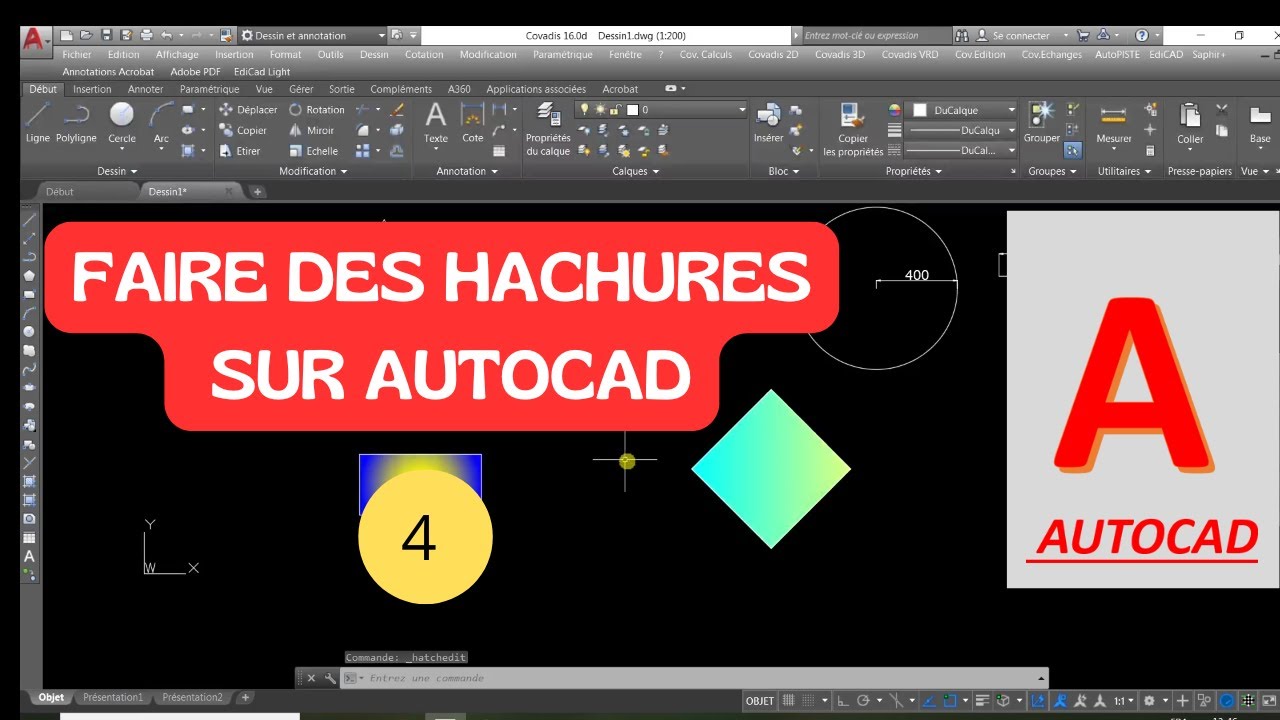 Comment faire des hachures sur autocad ? - YouTube