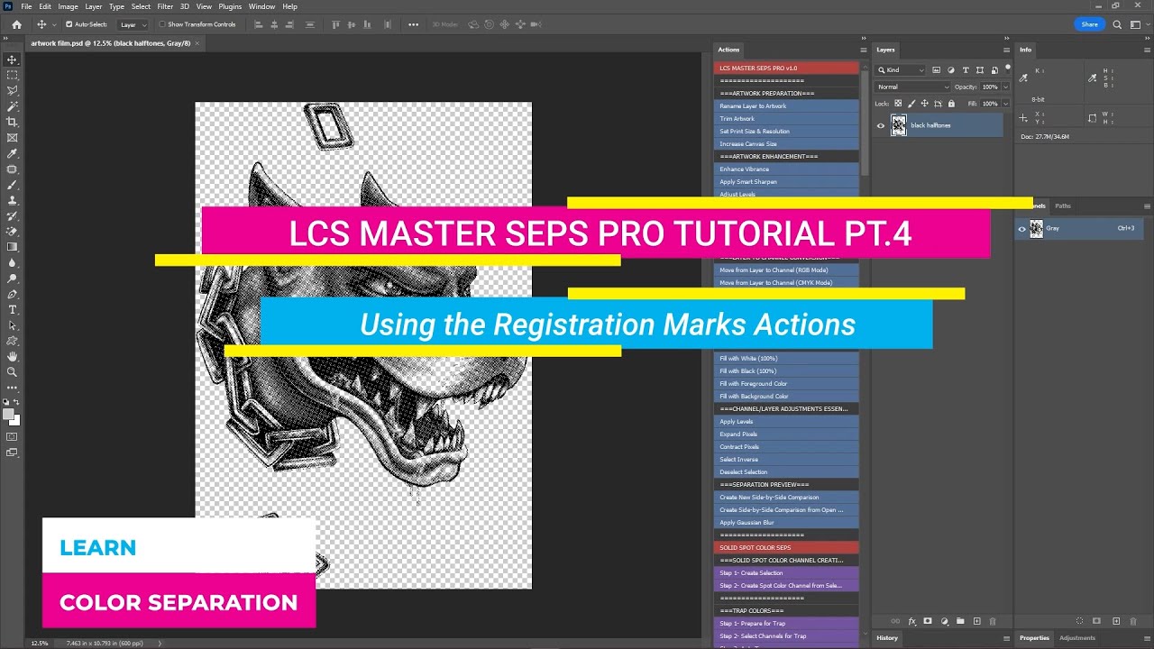 LCS Master Seps Pro/Pro Express Tutorial Pt. 4 - Using the Registration Marks Actions - YouTube